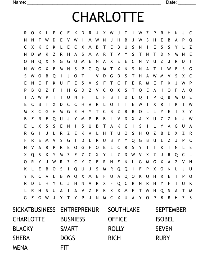 CHARLOTTE Word Search - WordMint
