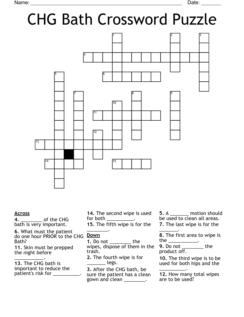 CHG Bath Crossword Puzzle WordMint