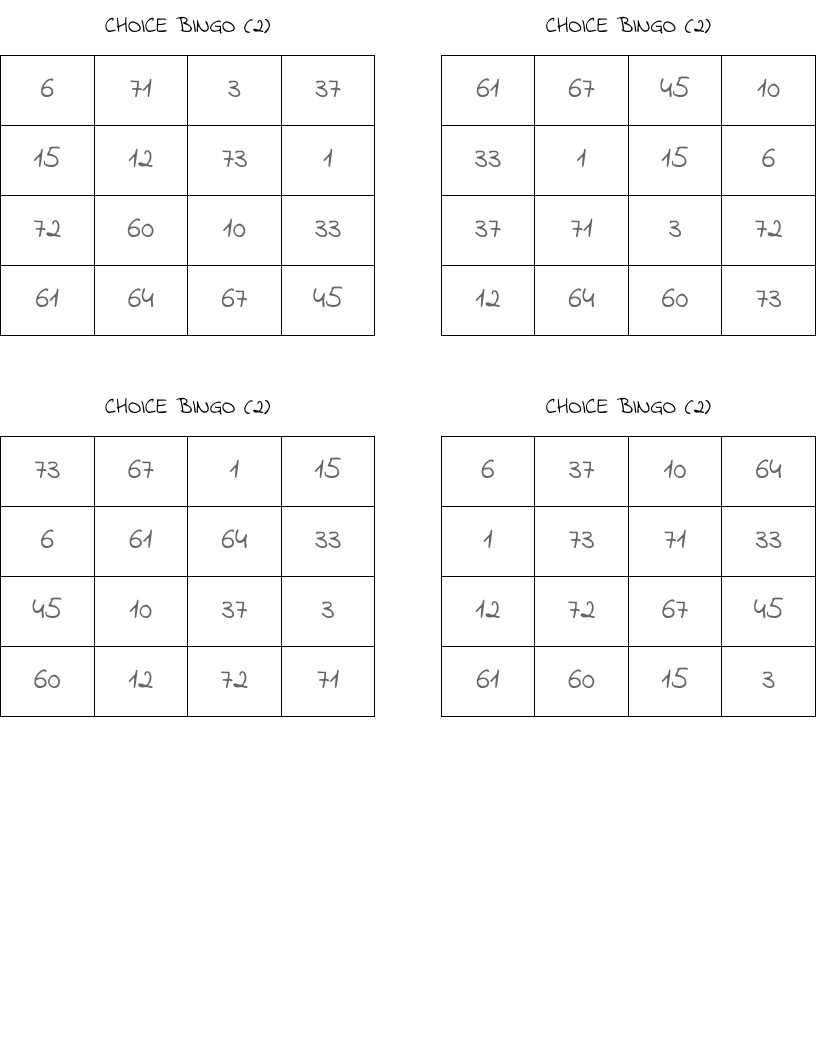 CHOICE BINGO (2) - WordMint