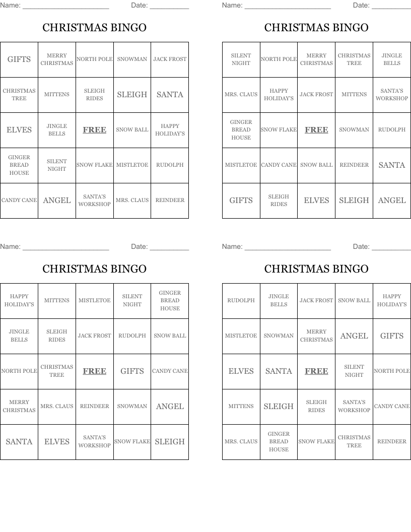 CHRISTMAS BINGO - WordMint