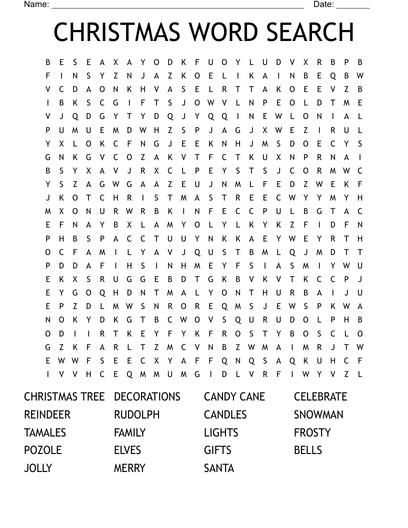 CHRISTMAS WORD SEARCH WordMint
