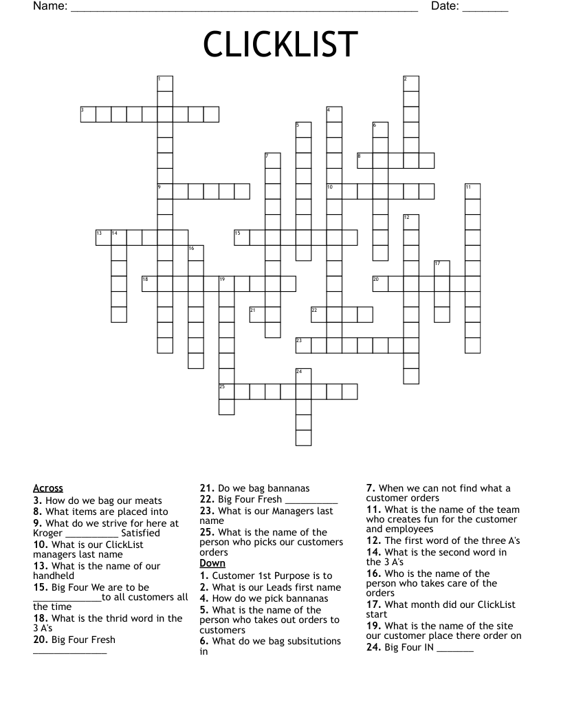 CLICKLIST Crossword WordMint