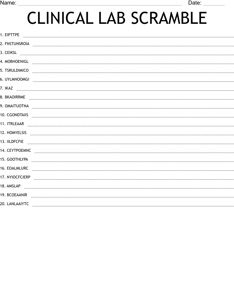 CLINICAL LAB SCRAMBLE - WordMint