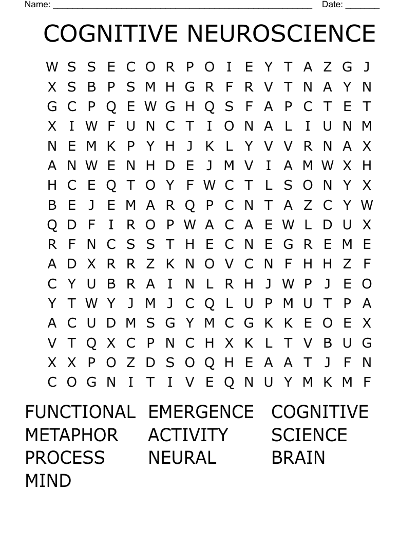 COGNITIVE NEUROSCIENCE Word Search - WordMint