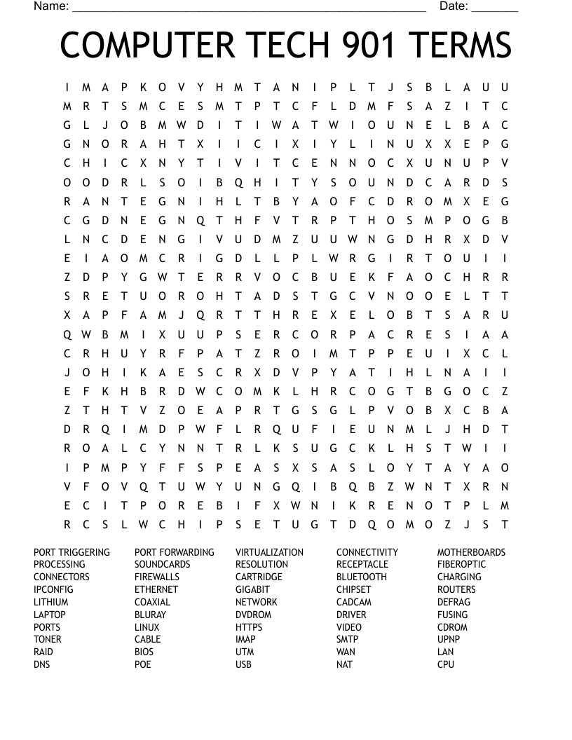 Information Technology Word Search WordMint
