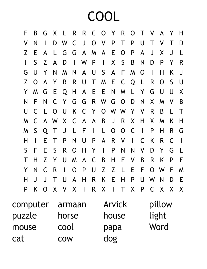 COOL Word Search WordMint