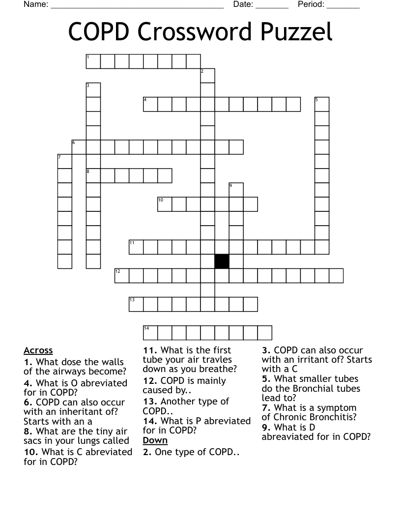 COPD Crossword Puzzel WordMint