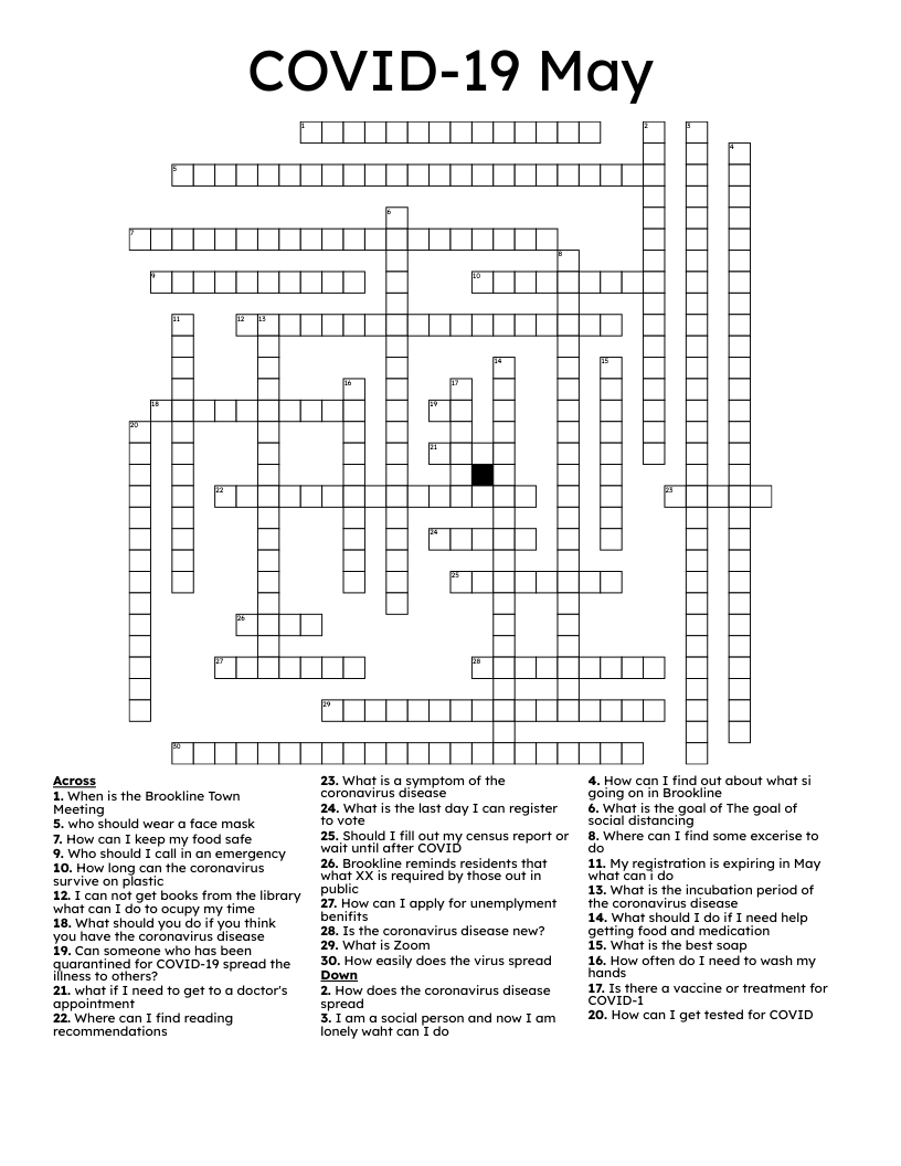 COVID-19 May Crossword - WordMint