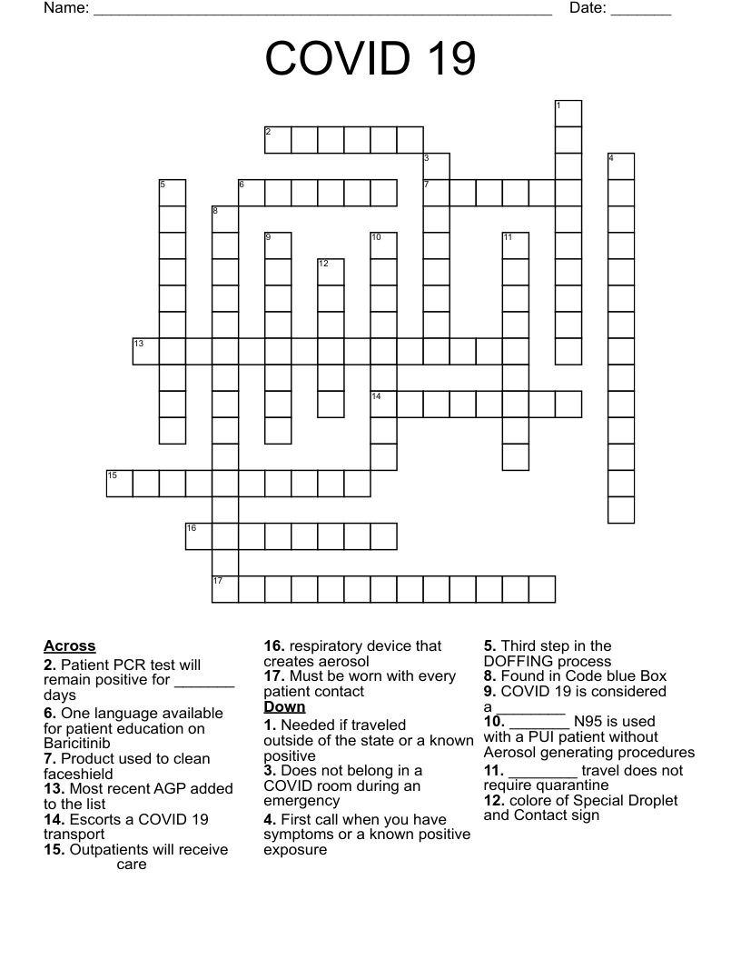 COVID 19 Crossword - WordMint