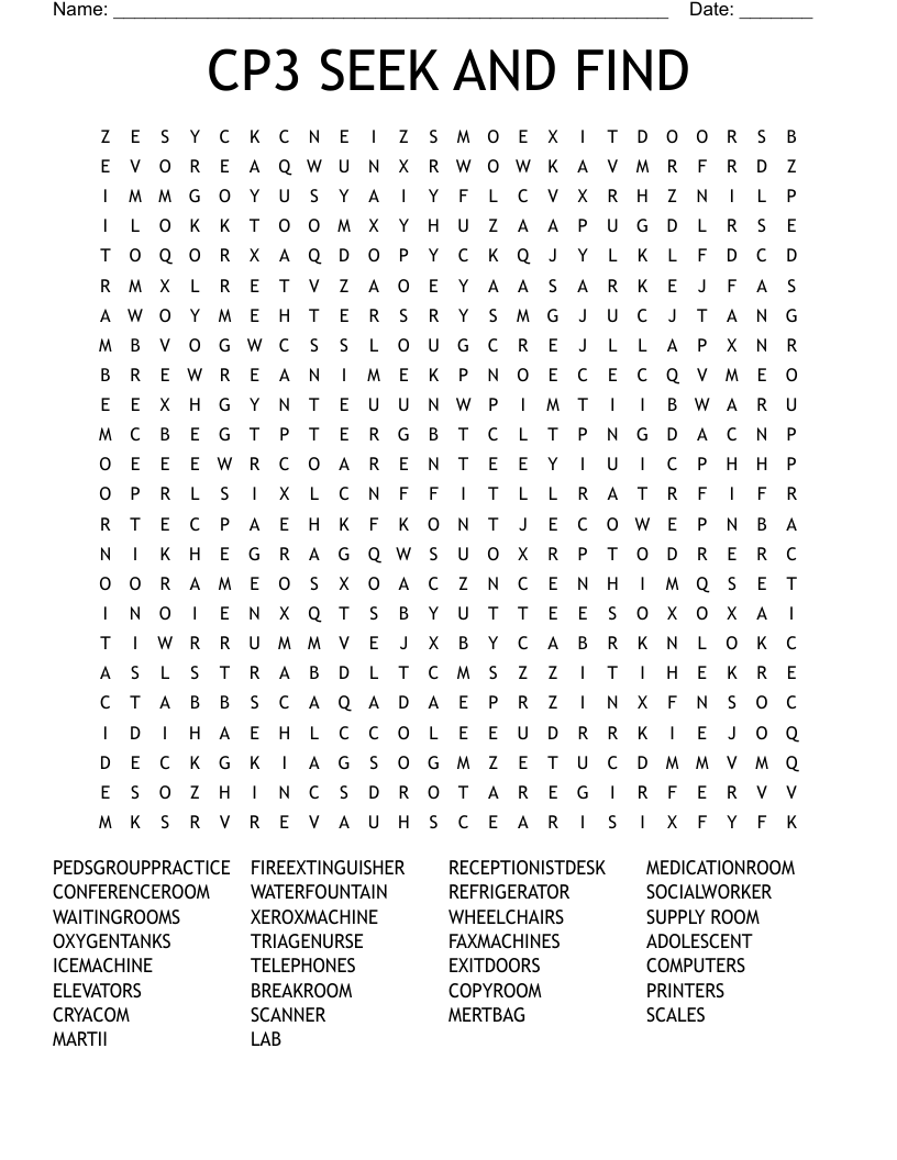 CP3 SEEK AND FIND Word Search WordMint