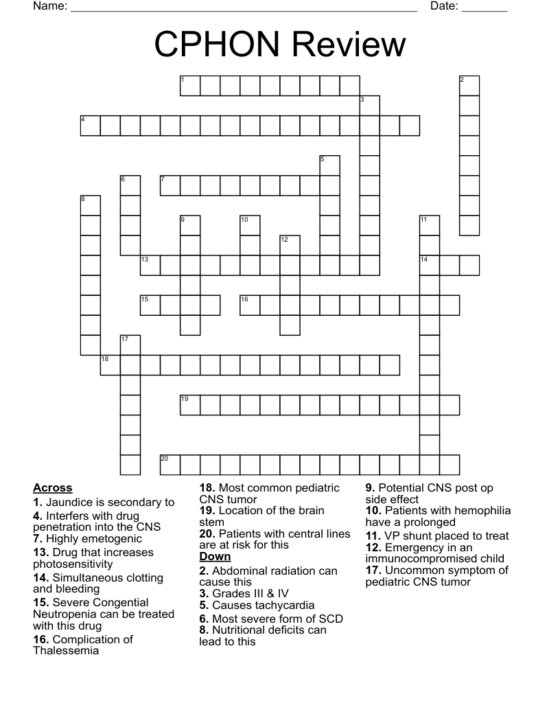 CPHON Review Crossword - WordMint