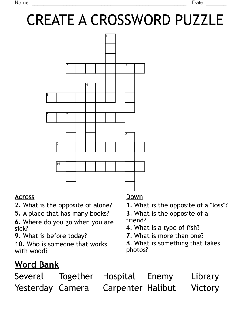 CREATE A CROSSWORD PUZZLE WordMint
