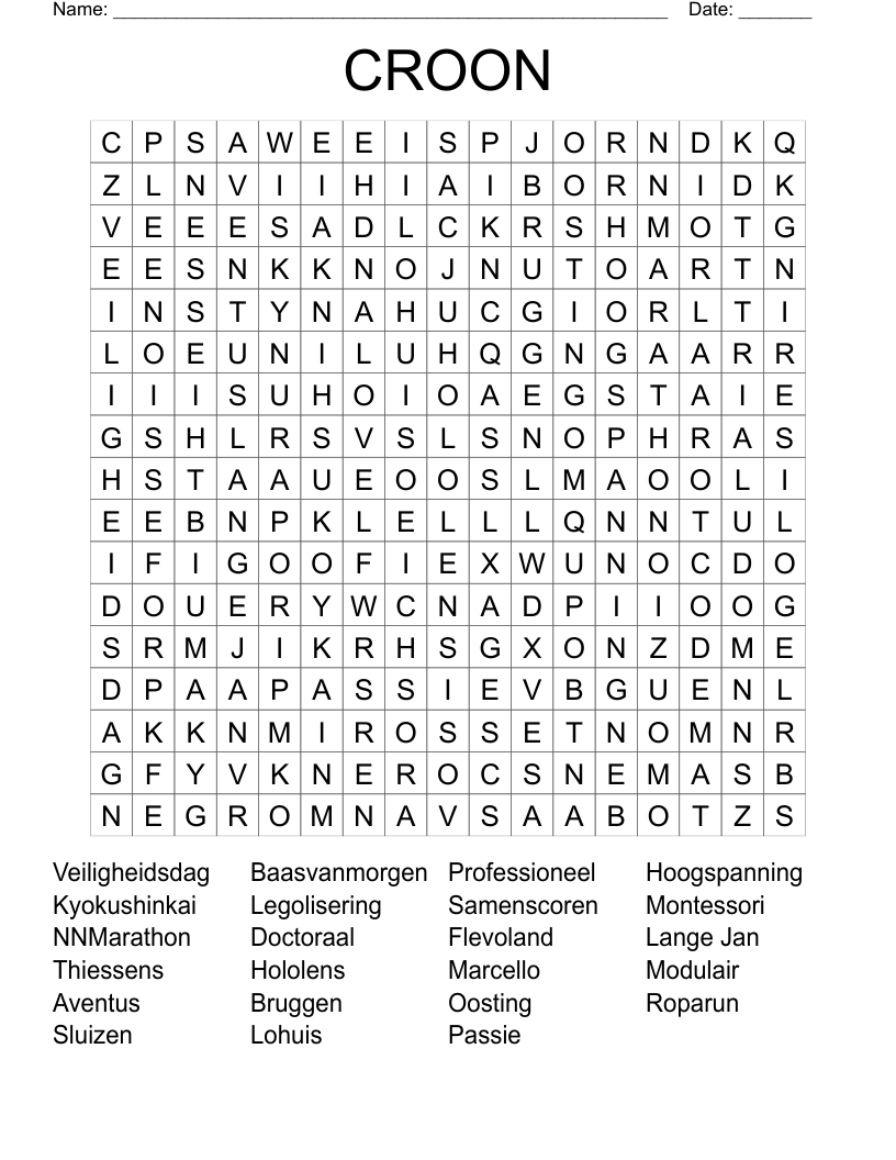 CROON Word Search - WordMint