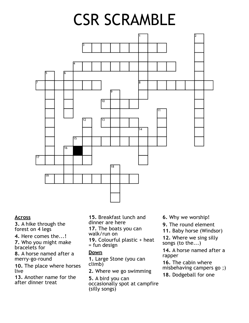 CSR SCRAMBLE Crossword - WordMint