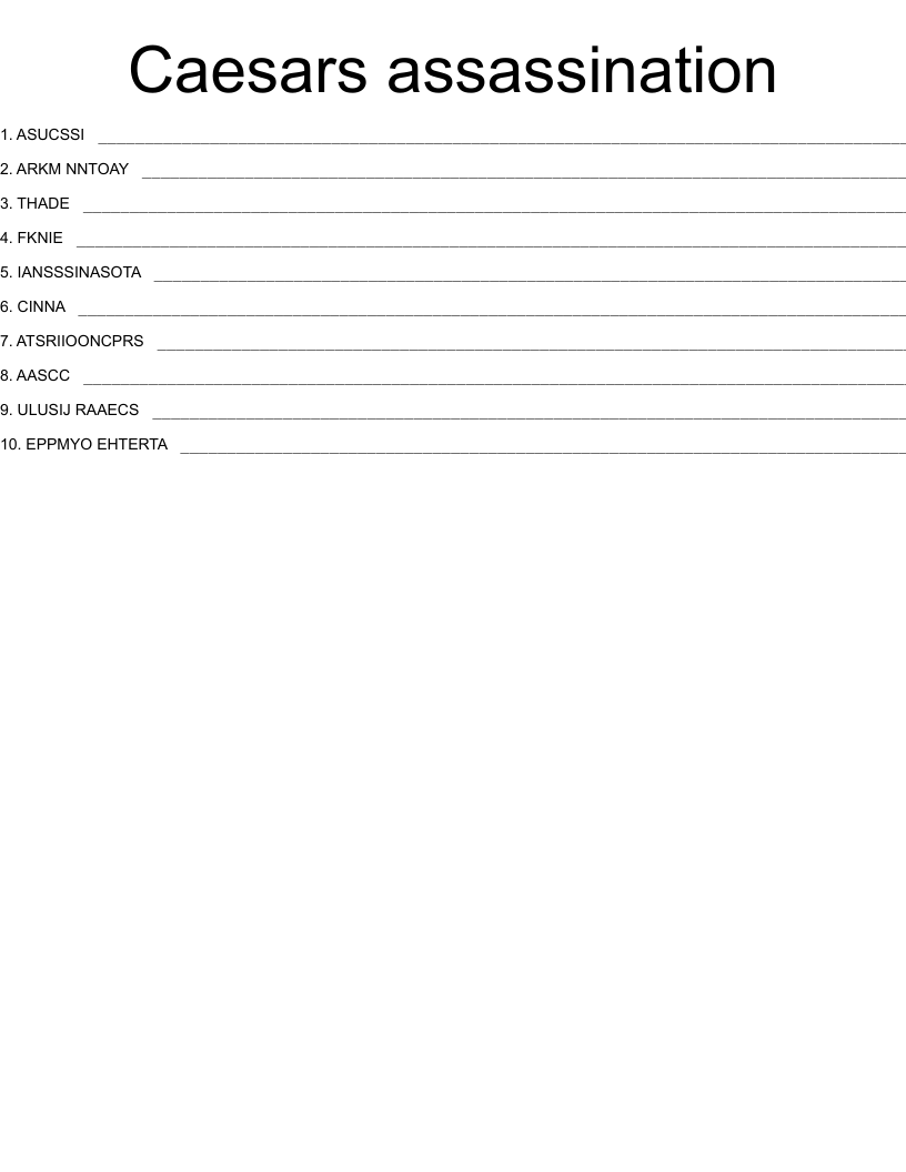 Caesars assassination Word Scramble - WordMint