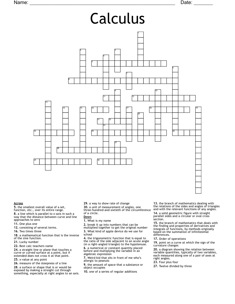 Calculus Crossword - WordMint