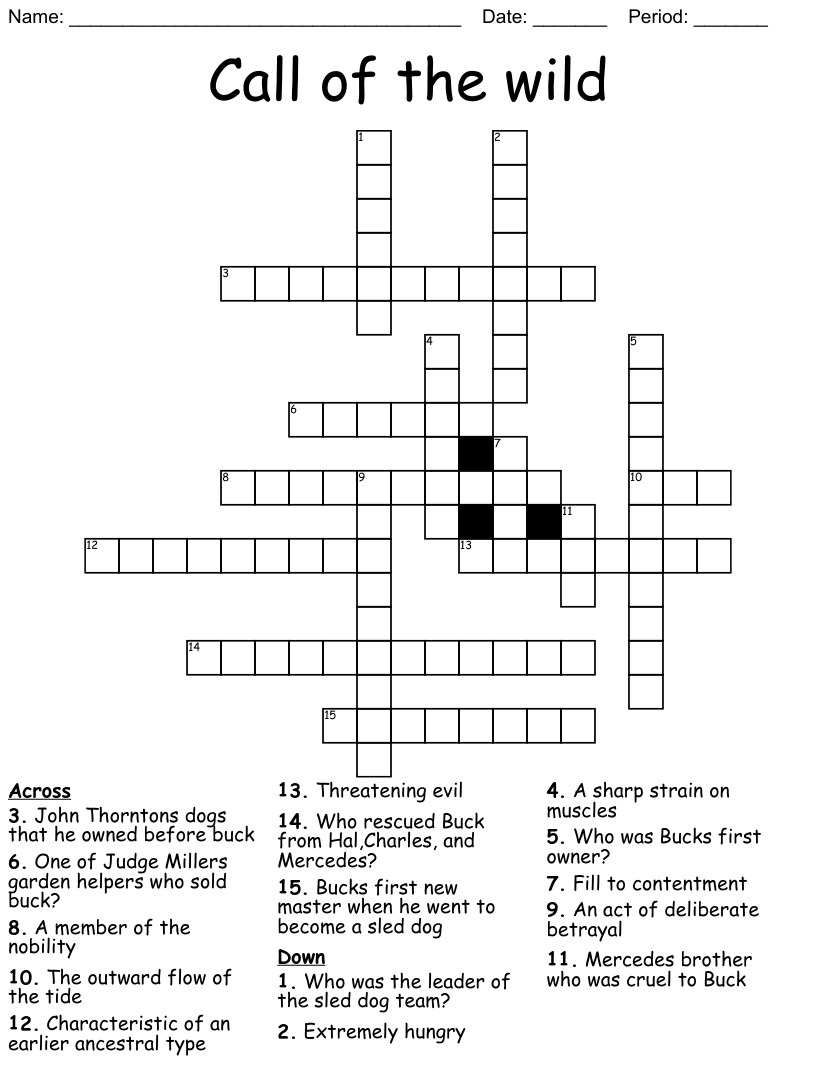 The Call of the Wild Crossword - WordMint