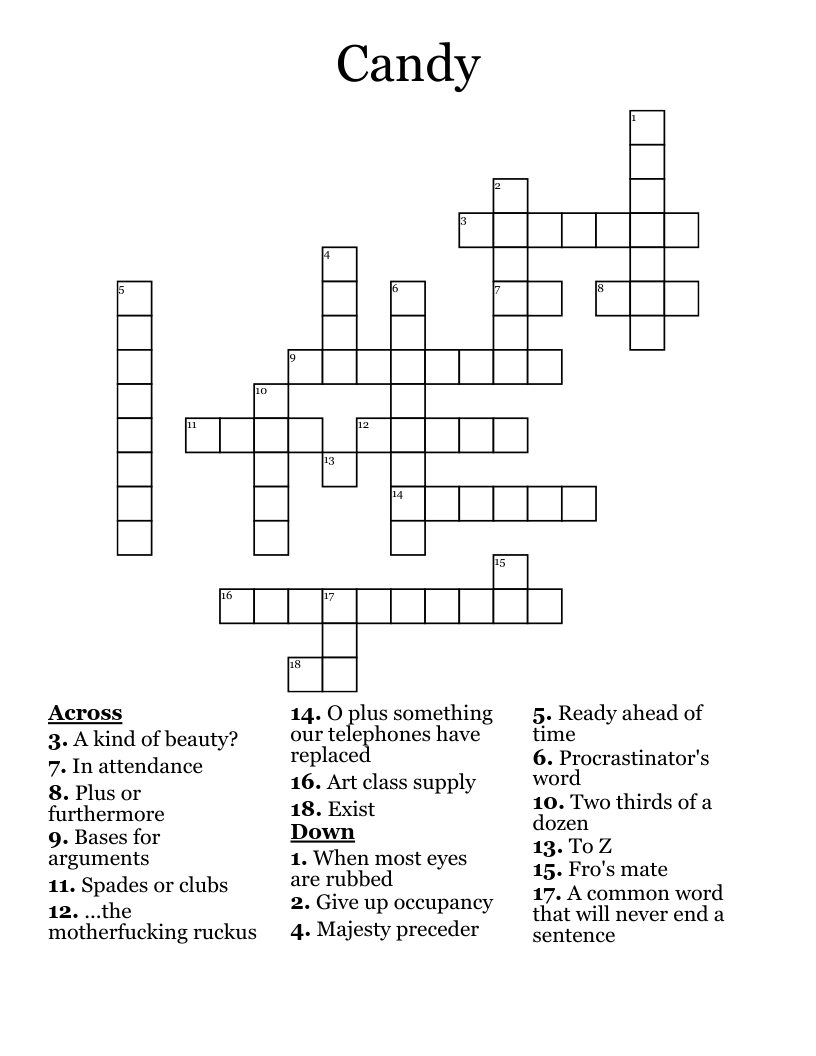 Candy Crossword WordMint