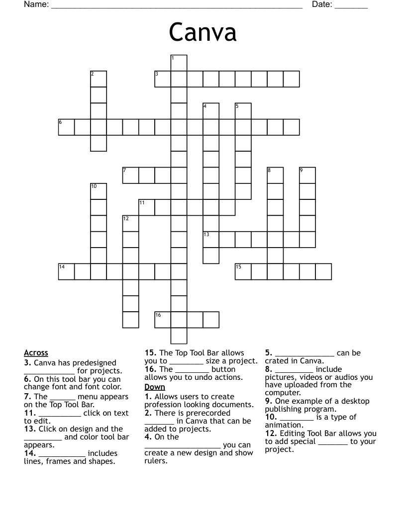 Canva Crossword WordMint