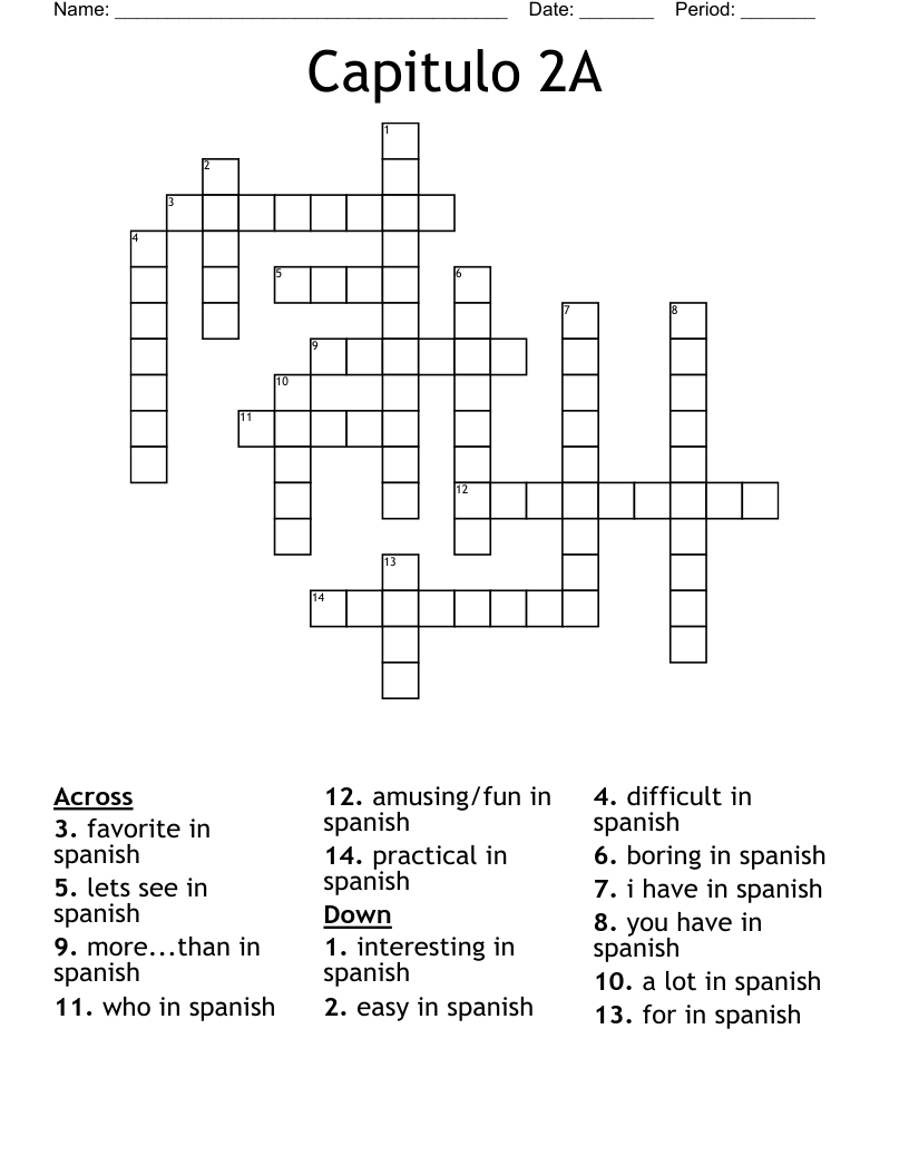 2A Vocabulary Crossword WordMint