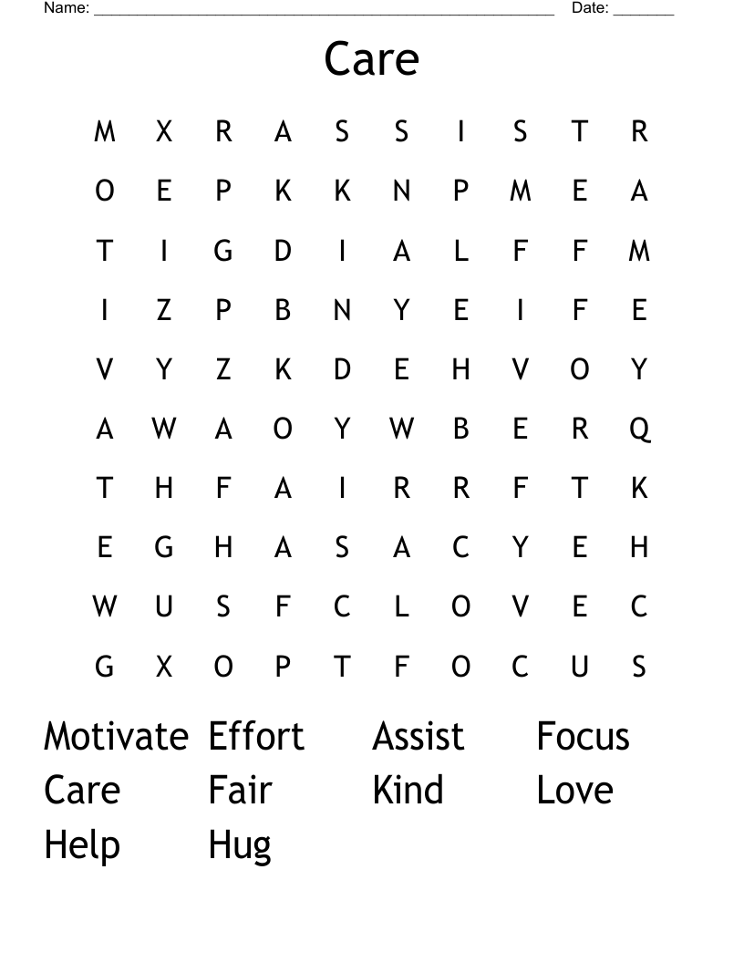 Care Word Search - WordMint