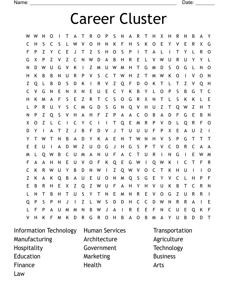 Career Cluster Word Search WordMint