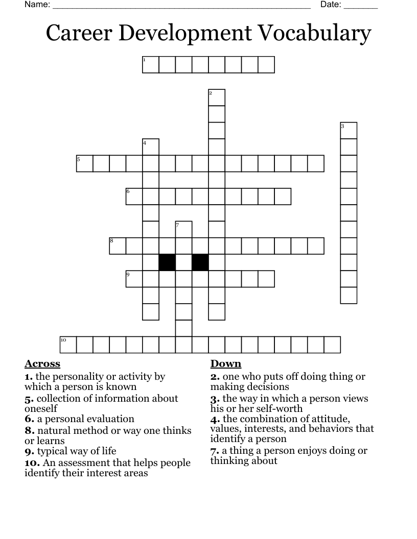Career Development Vocabulary Crossword WordMint