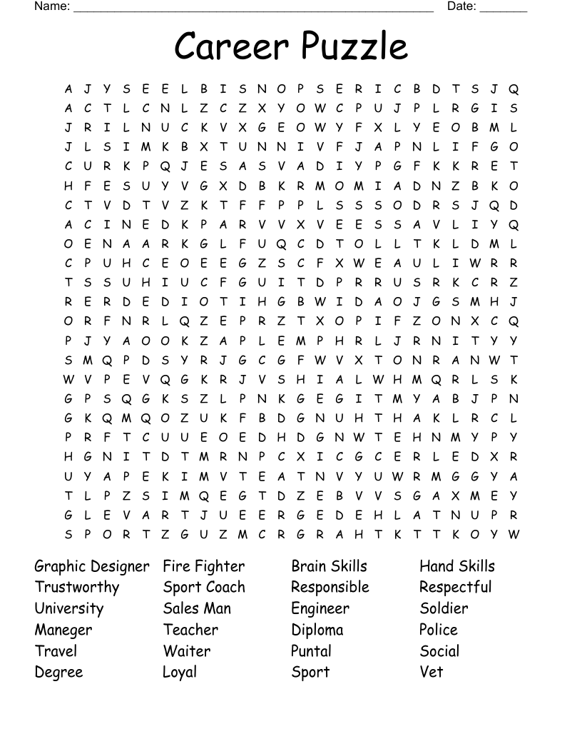 Career Puzzle Word Search WordMint