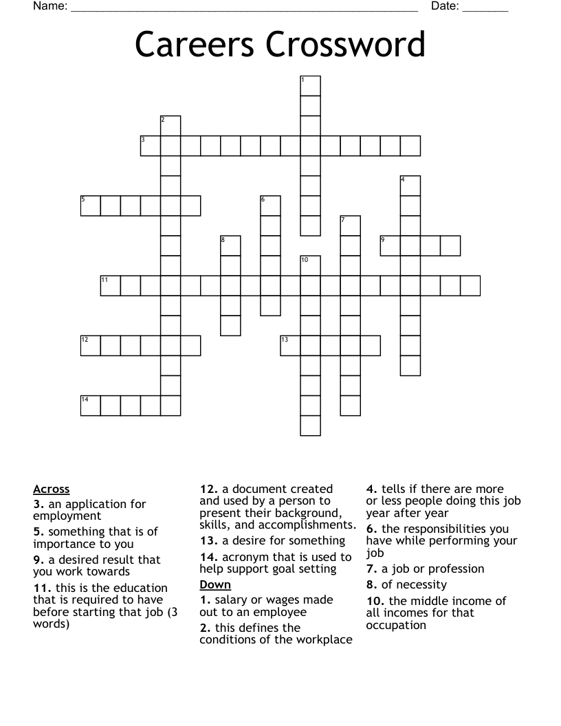 Careers Crossword - WordMint