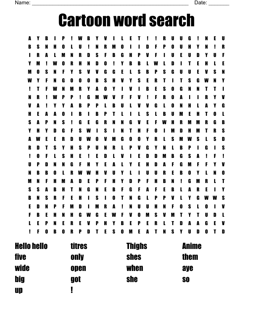 Cartoon word search - WordMint