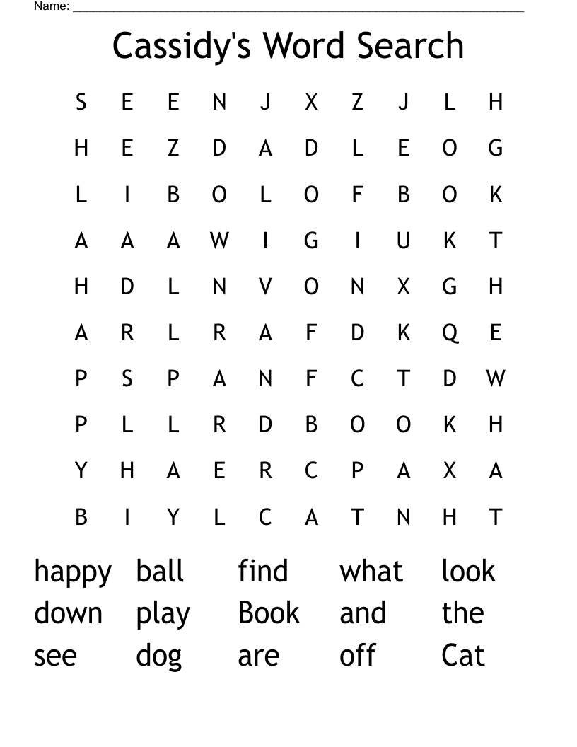 Cassidy's Word Search - WordMint