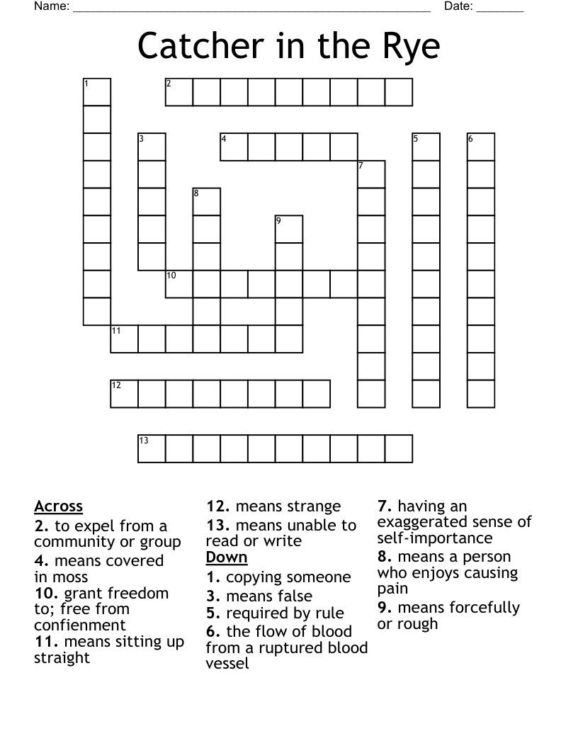 Catcher in the Rye Crossword - WordMint