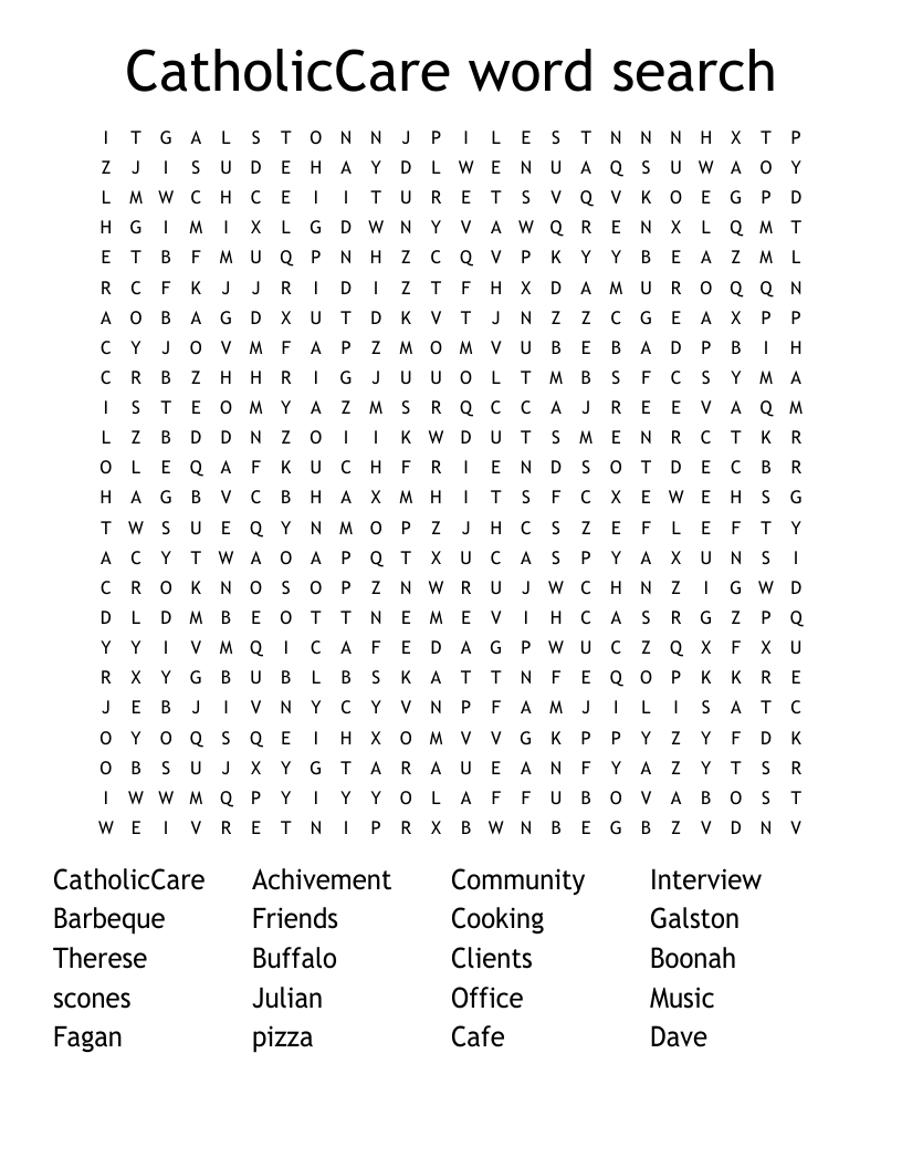 CatholicCare word search - WordMint