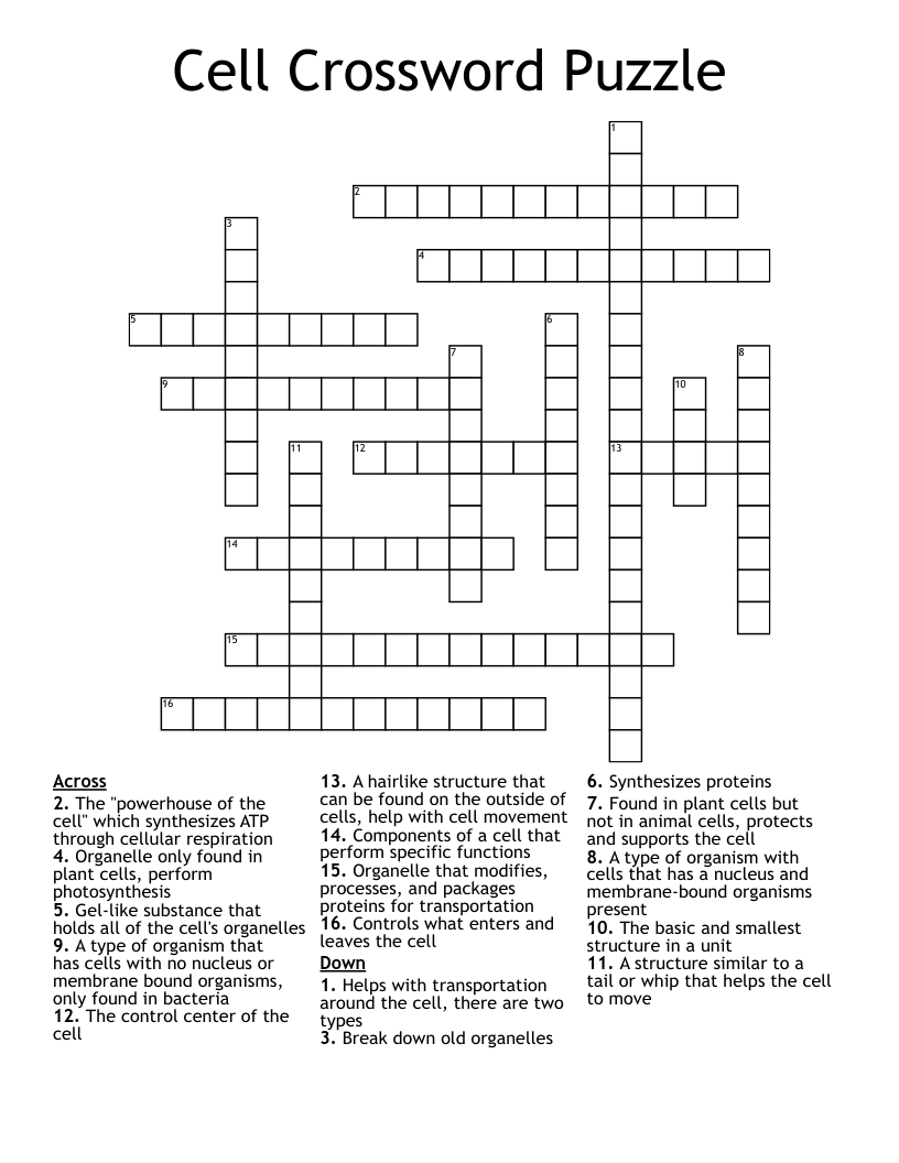 Cell Crossword Puzzle - WordMint