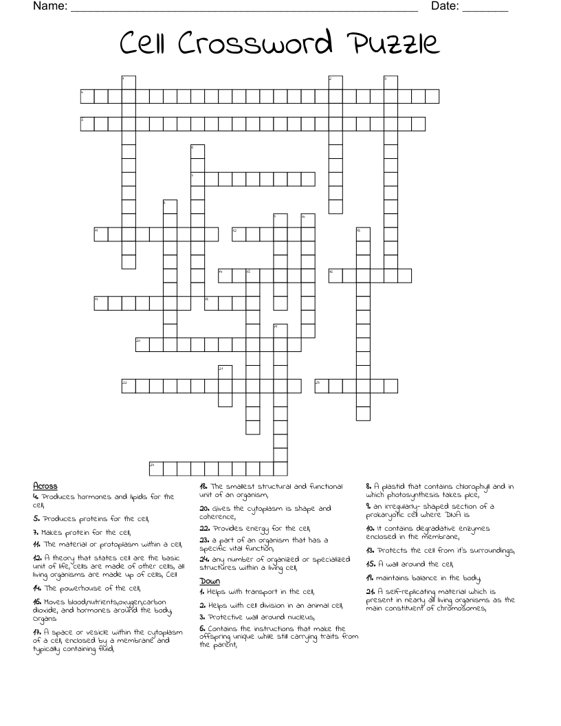 Cell Crossword Puzzle - WordMint
