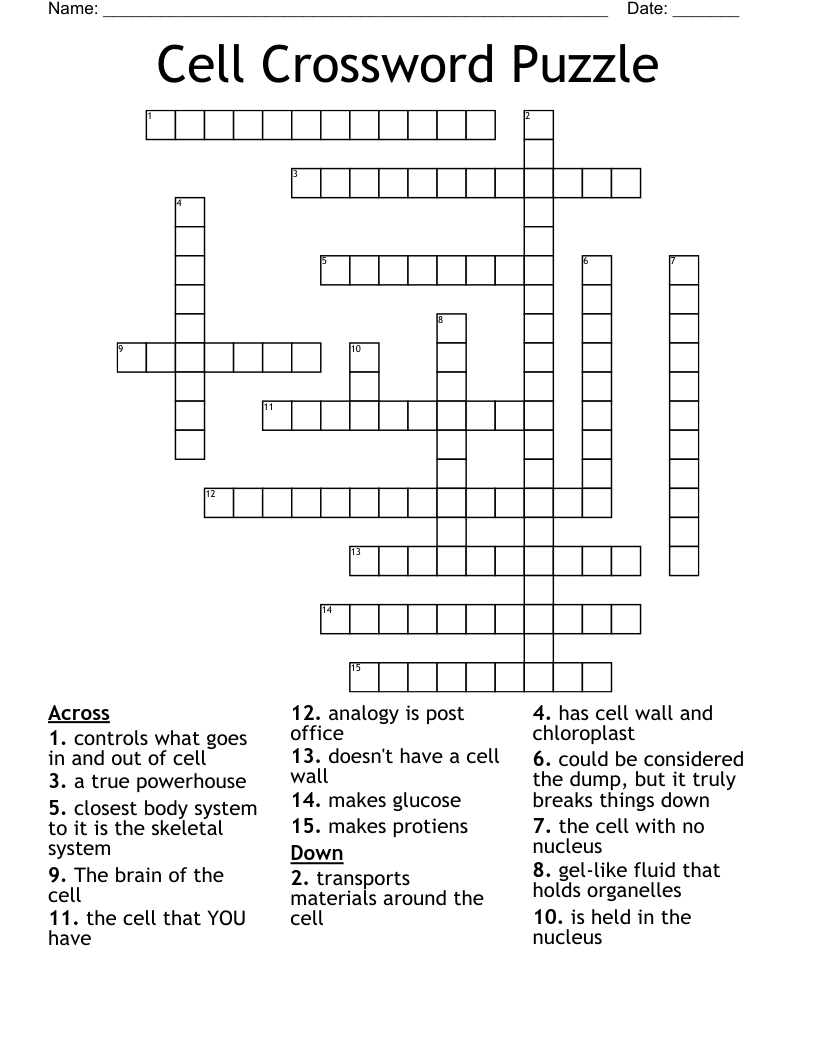 Cell Crossword Puzzle - WordMint