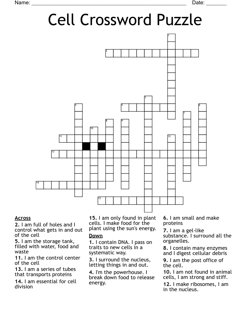 Cell Crossword Puzzle - WordMint