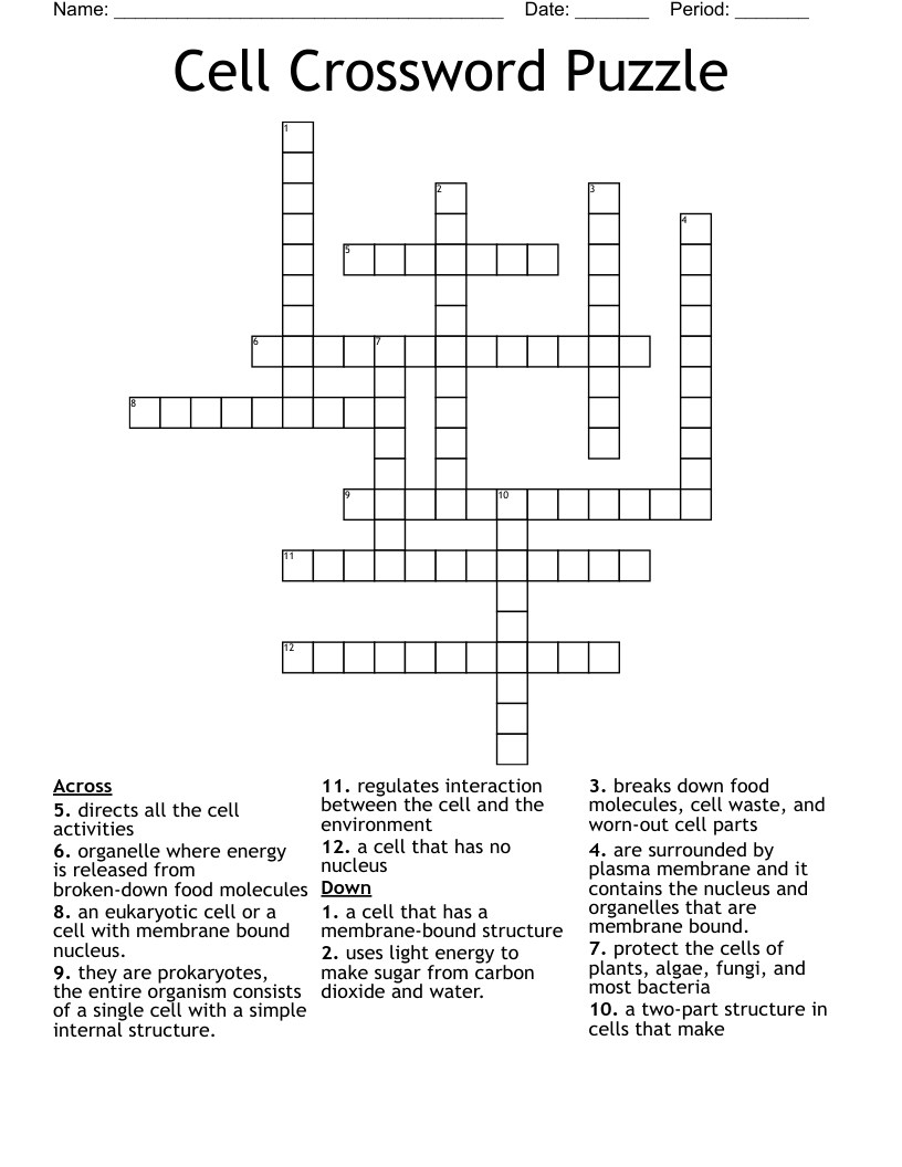 Cell Crossword Puzzle - WordMint