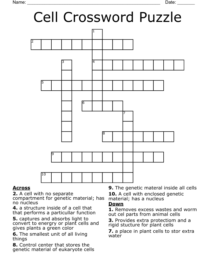Cell Crossword Puzzle - WordMint