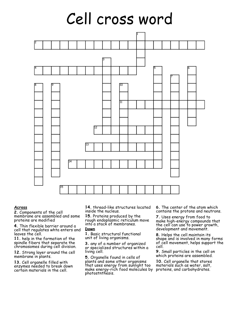 Cell cross word - WordMint