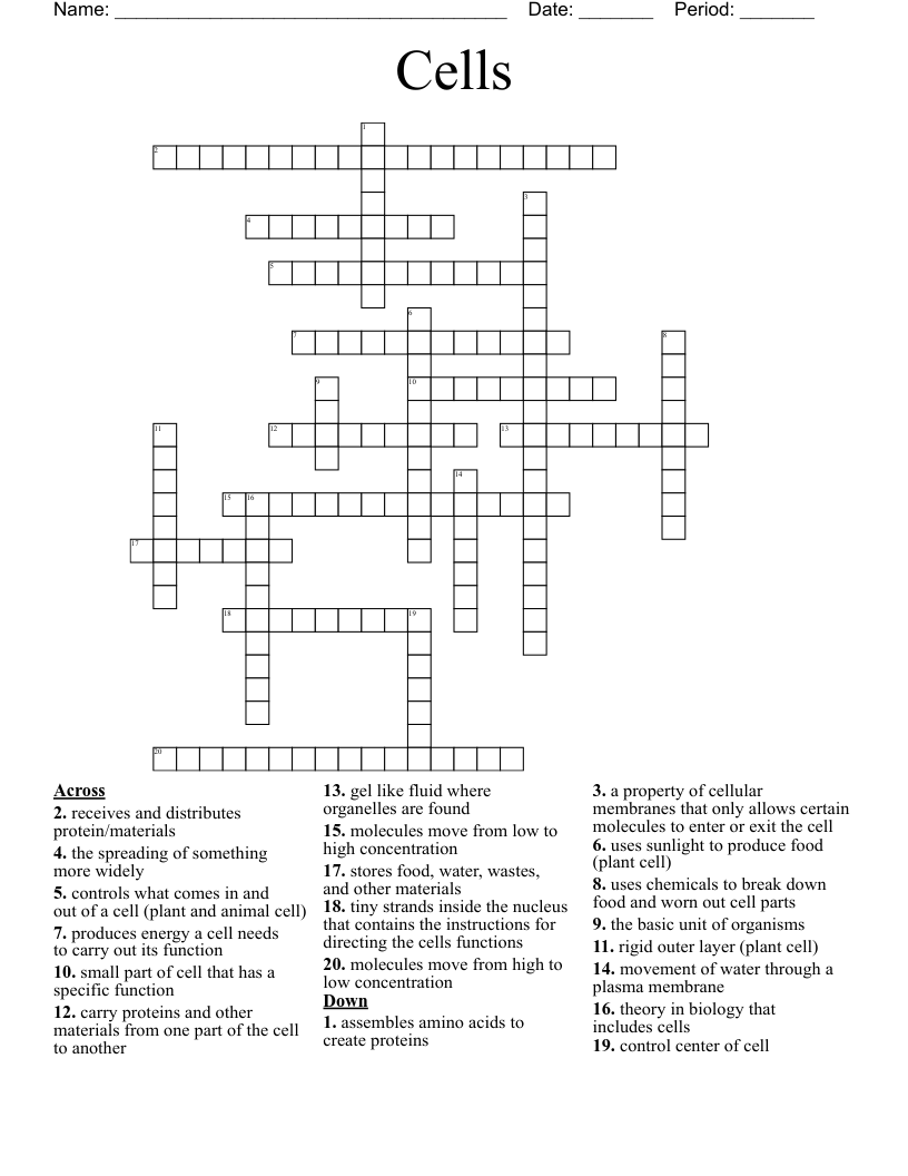 Cells Crossword WordMint