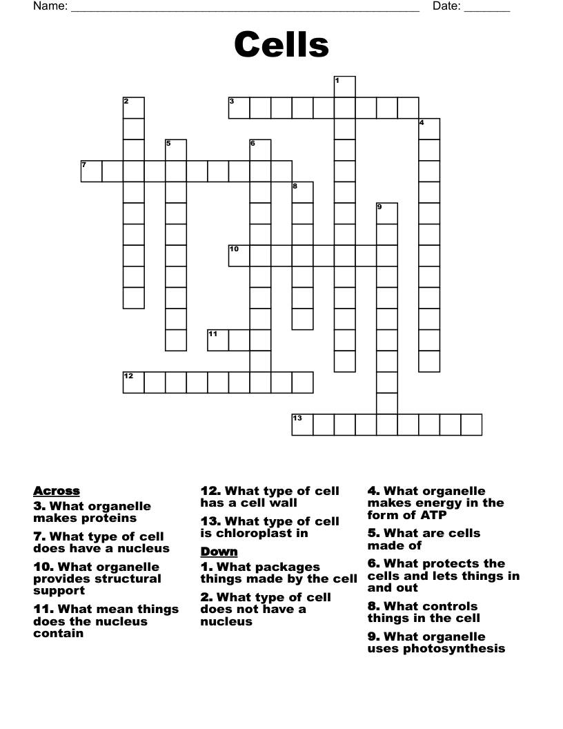 Cells Crossword WordMint