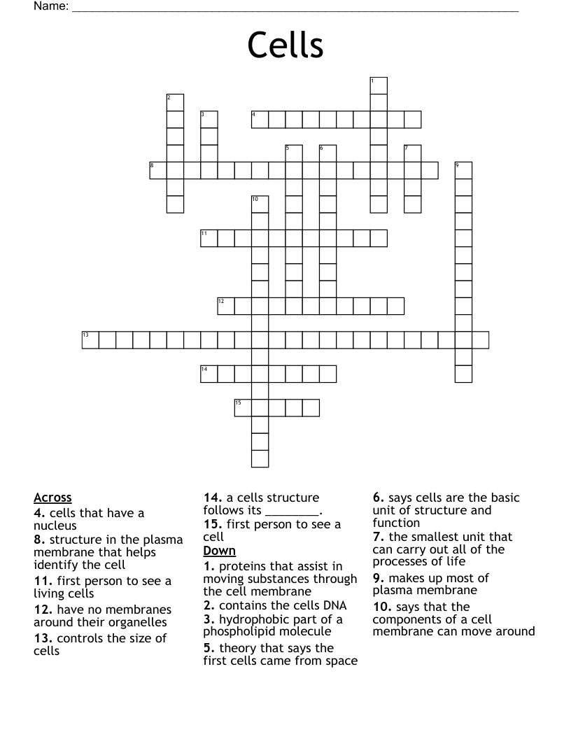 Cells Crossword - WordMint