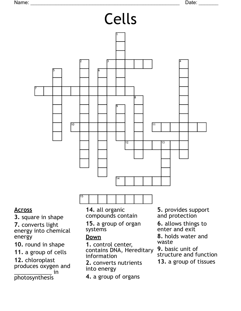 Cells Crossword - WordMint