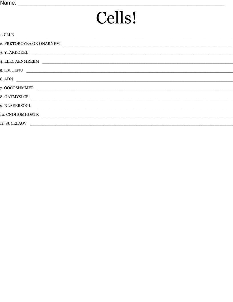Cells! Word Scramble - WordMint