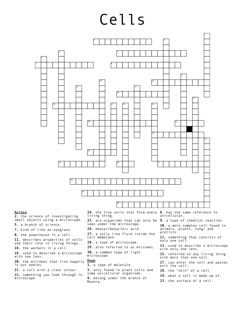 Cells Crossword WordMint