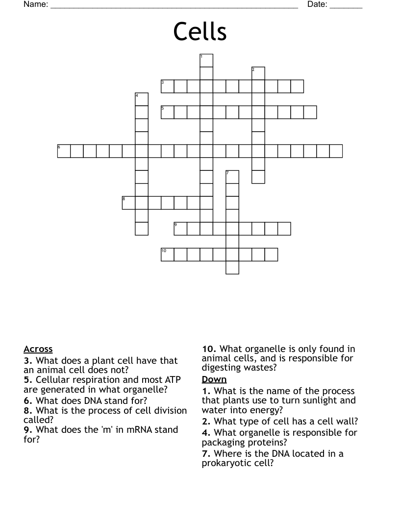 Cells Crossword WordMint