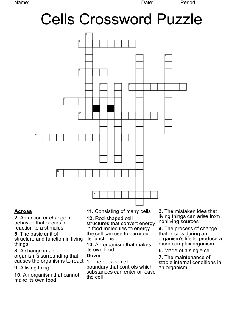 Cells Crossword Puzzle - WordMint