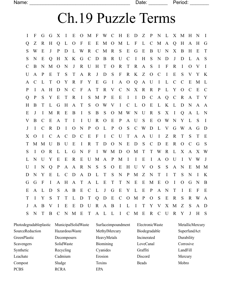 Ch.19 Puzzle Terms Word Search - WordMint