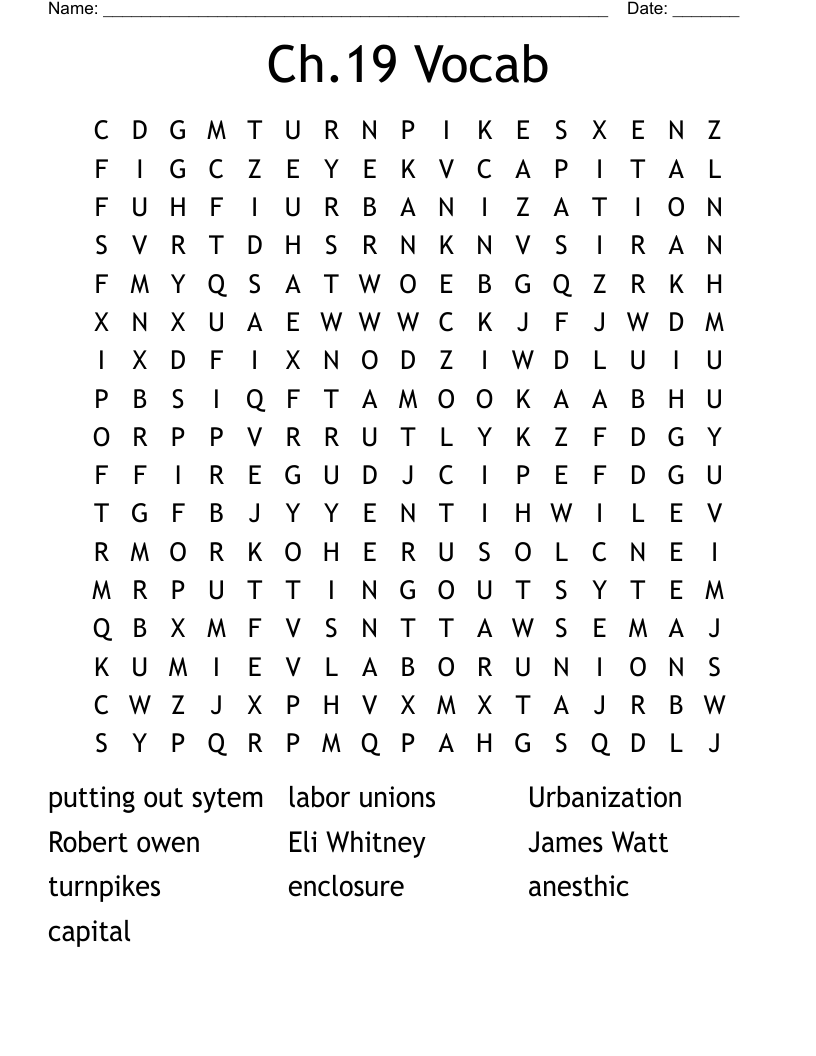 Ch.19 Vocab Word Search - WordMint